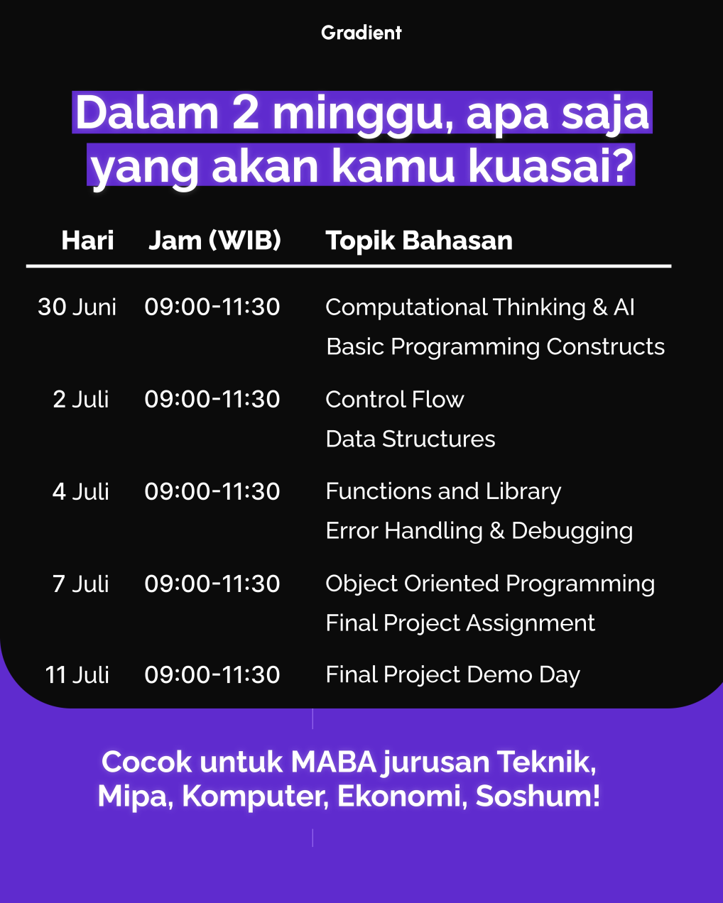 Live Class Programming Persiapan untuk CALON MABA